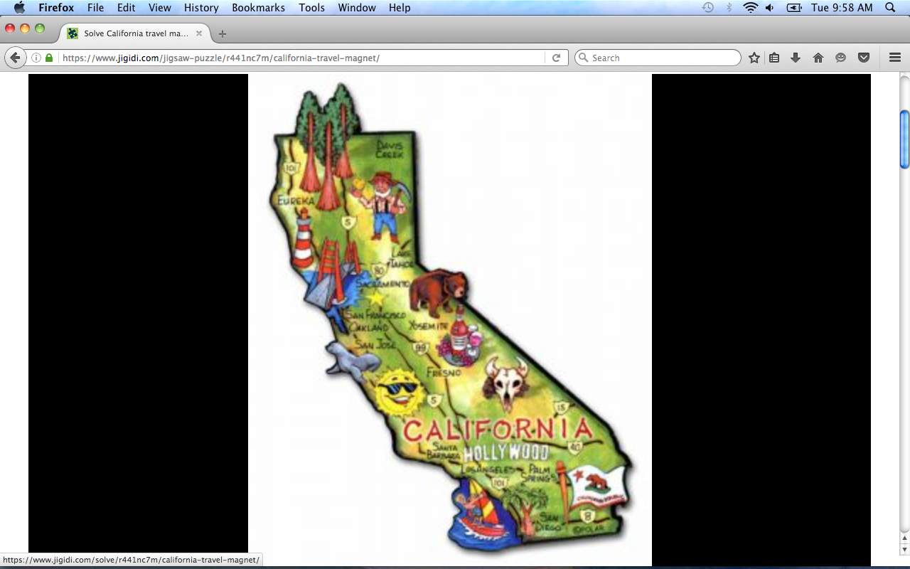 Solve California ...medium size jigsaw puzzle online with 104 pieces