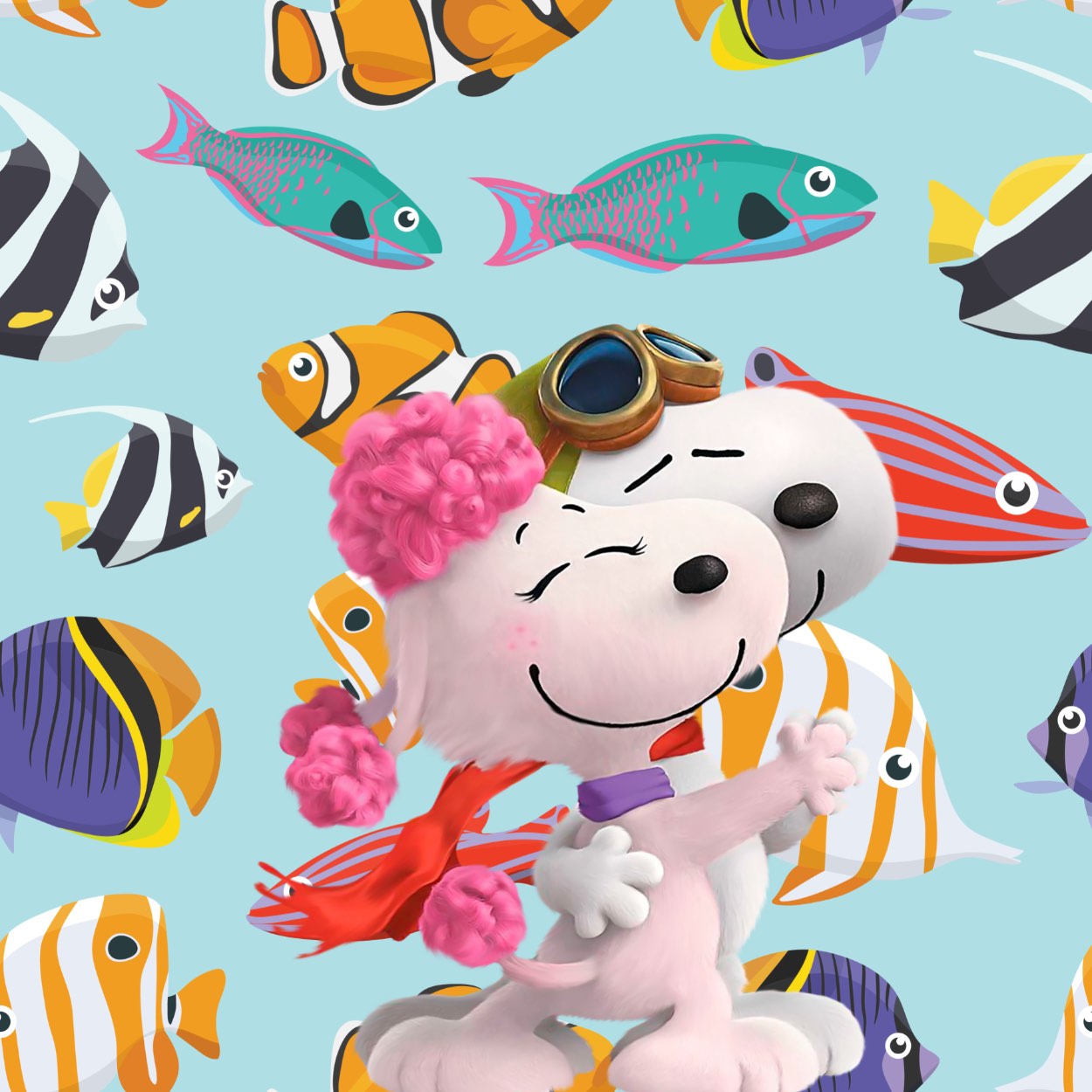 Solve Snoopy and Fifi jigsaw puzzle online with 100 pieces