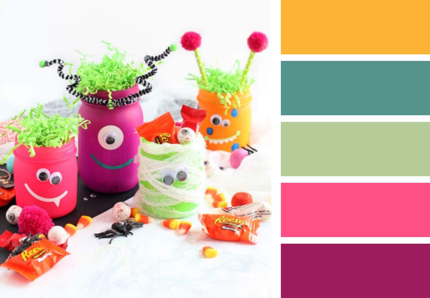 Solve Halloween Monster Jars (Small) jigsaw puzzle online with 96 pieces