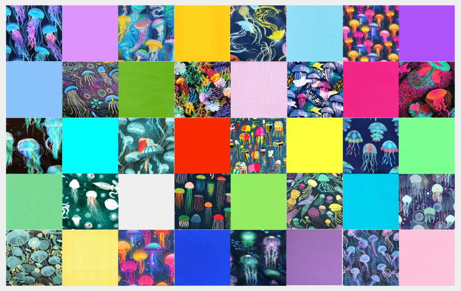 Solve PATCHWORK JELLYFISH jigsaw puzzle online with 77 pieces