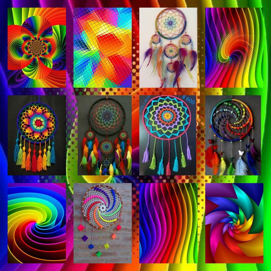 Solve Rainbow Dream Catchers jigsaw puzzle online with 64 pieces