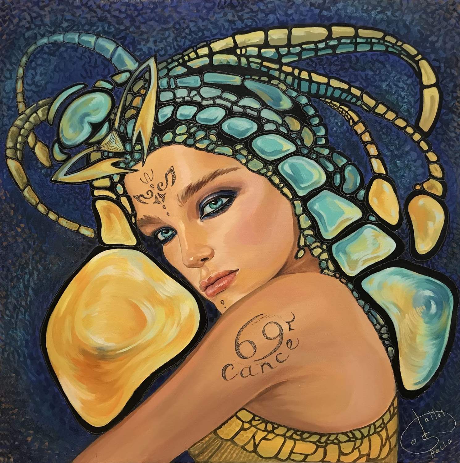 Solve Galla Fattah Artwork - 'Cancer' jigsaw puzzle online with 196 pieces