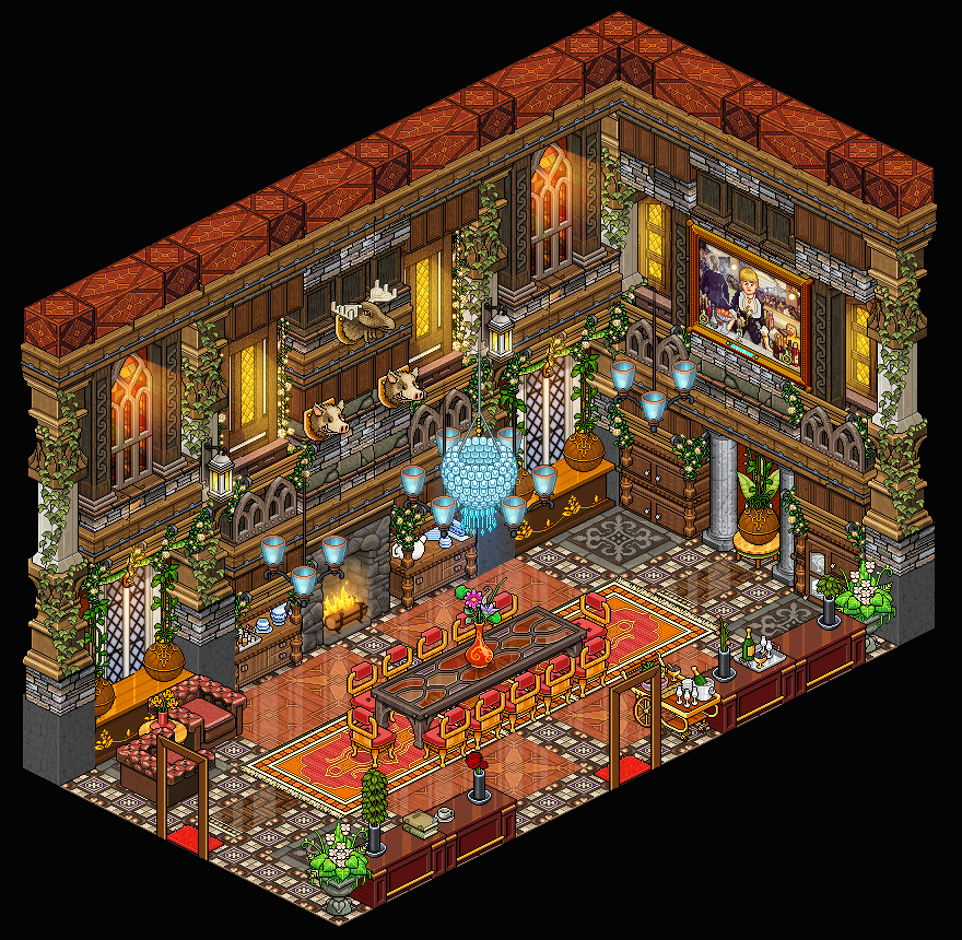 Solve Pixel Mansion: the dining room jigsaw puzzle online with 121 pieces