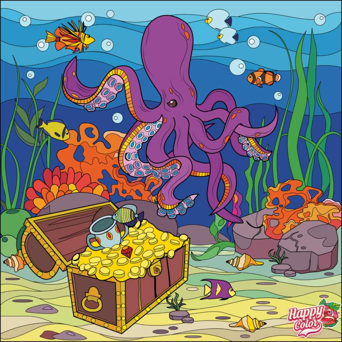 Solve PUZZLE - Octopus Over Treasure Chest jigsaw puzzle online with 81 ...
