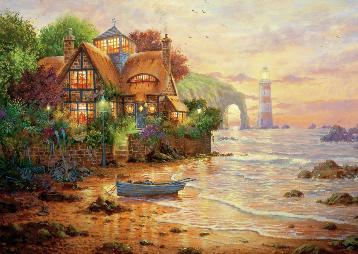 Solve Lighthouse Bay Cottage jigsaw puzzle online with 88 pieces
