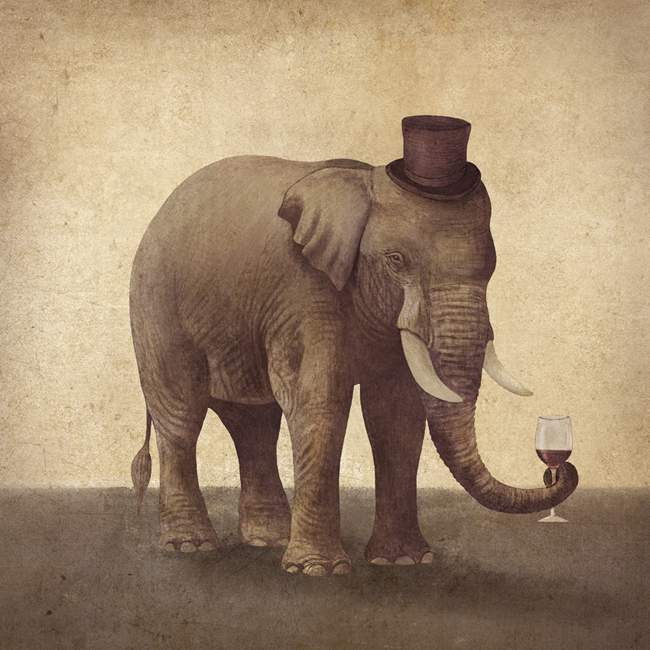Solve "Elephant Wearing A Top Hat" jigsaw puzzle online with 25 pieces
