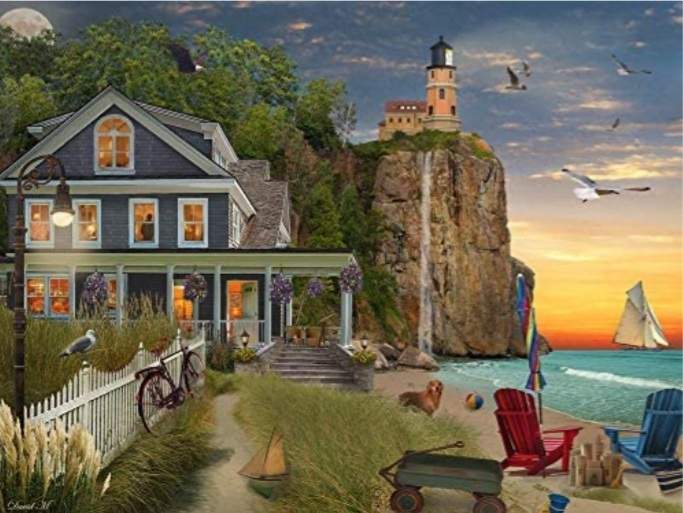 Solve Seaside Cottage jigsaw puzzle online with 63 pieces