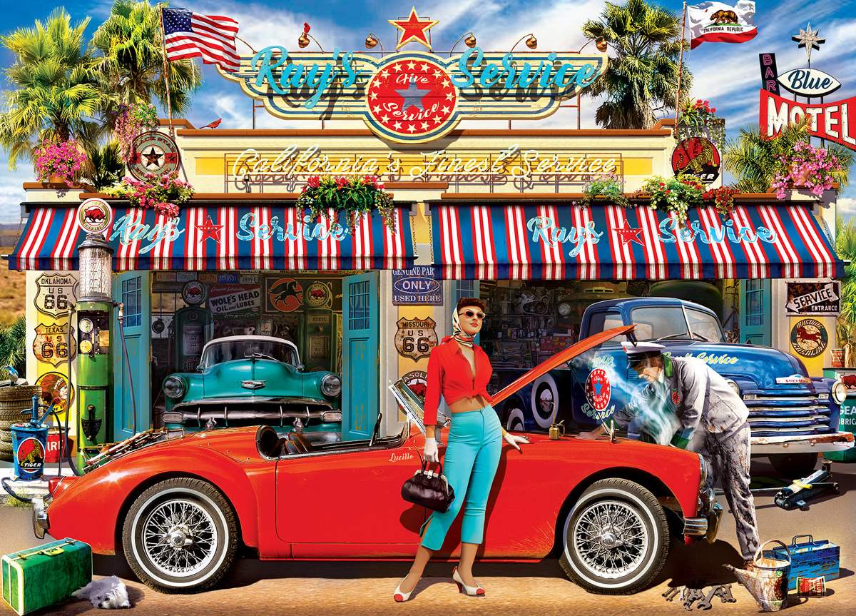 Solve Ray's Service Station jigsaw puzzle online with 96 pieces