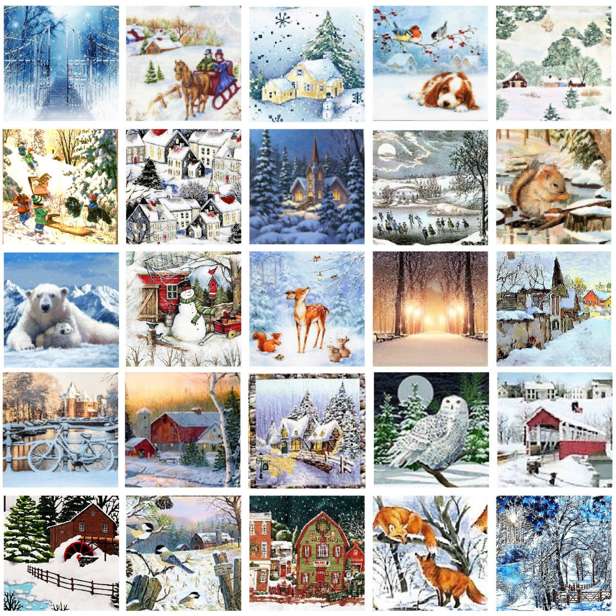 Solve PATCHWORK WINTER WONDERLAND jigsaw puzzle online with 256 pieces