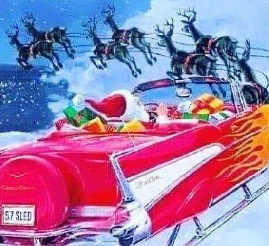 Solve 57 Chevy Santa jigsaw puzzle online with 72 pieces