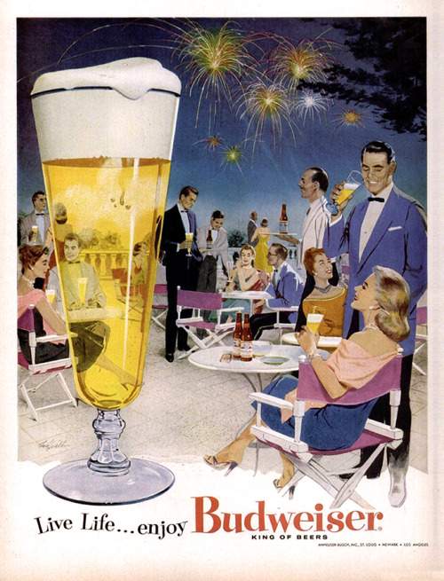 Solve Budweiser Ad, 1956 jigsaw puzzle online with 88 pieces