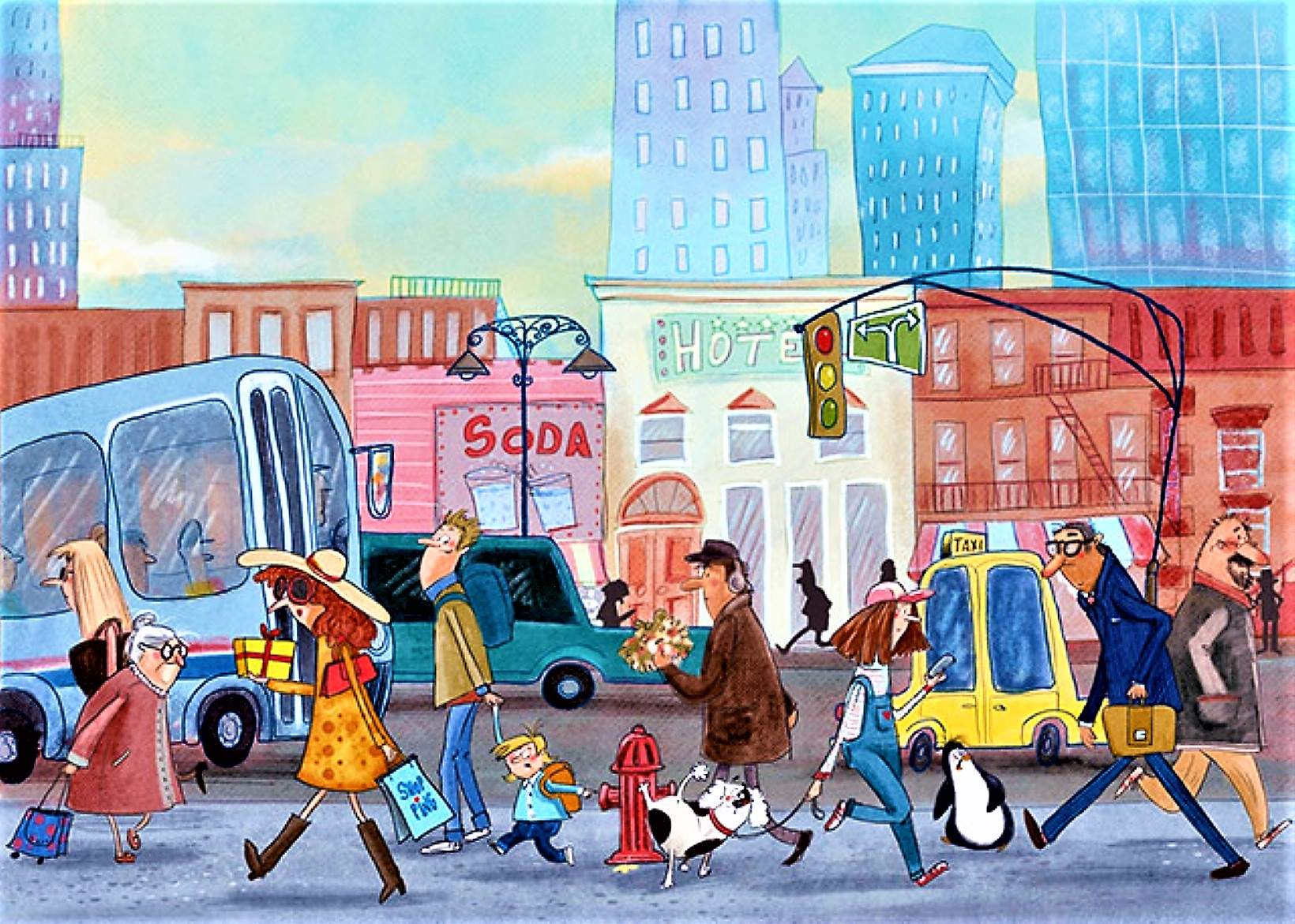 Solve Busy City Street jigsaw puzzle online with 315 pieces